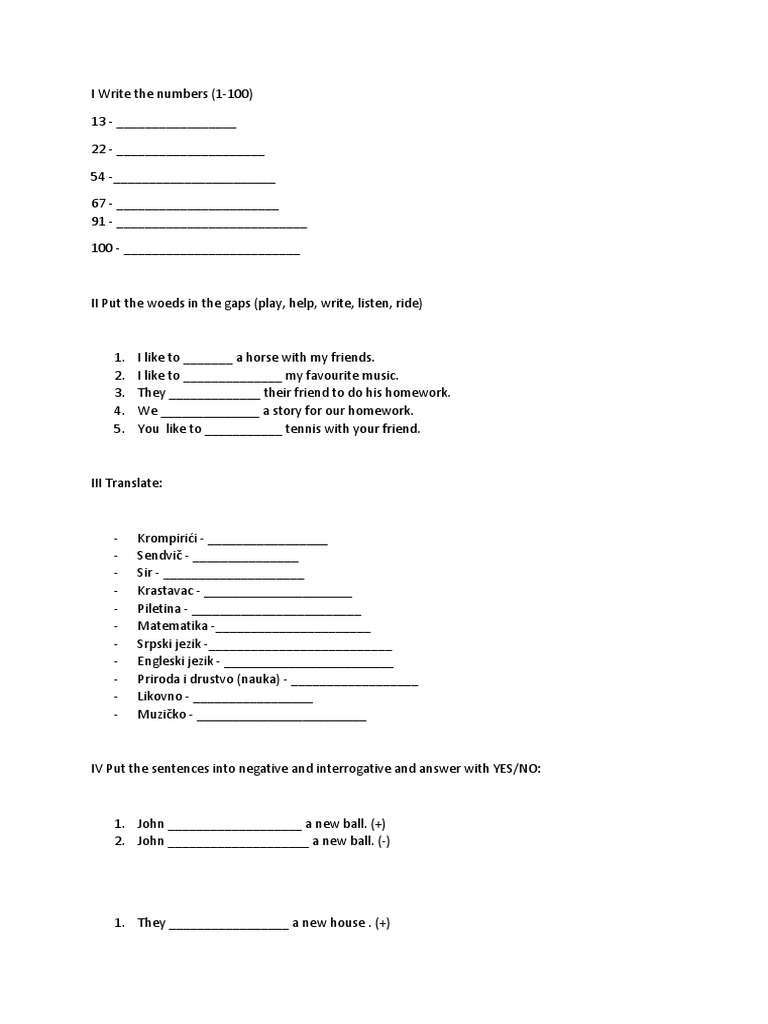 Engleski Testovi za 4. Razred | PDF