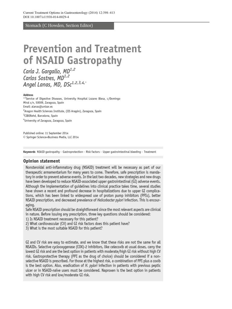 NSAID Gastropathy | PDF | Nonsteroidal Anti Inflammatory Drug | Indigestion