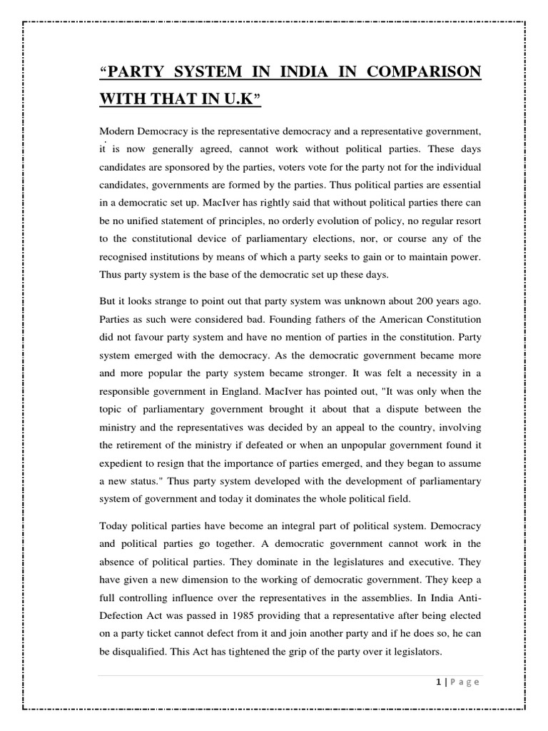 Party System | PDF | Political Parties | Indian National Congress