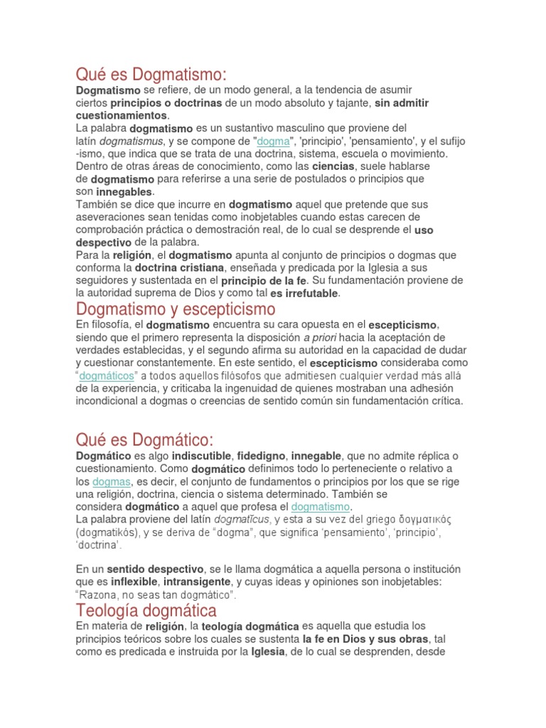 Definición y Conceptos de Dogmatismo | PDF | Dogma | Verdad