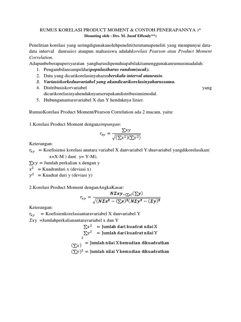 Rumus Korelasi Product Moment | PDF | Metode & Bahan Ajar