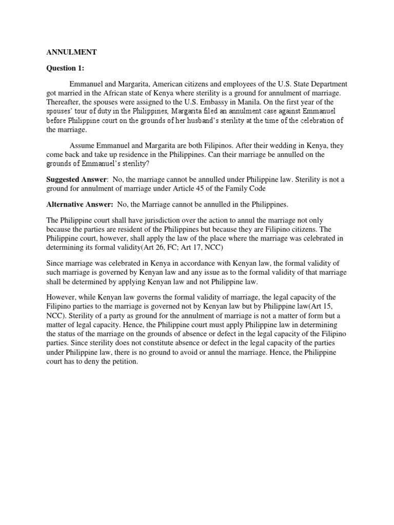 Analysis of Annulment Cases Under Philippine Law | PDF | Marriage ...