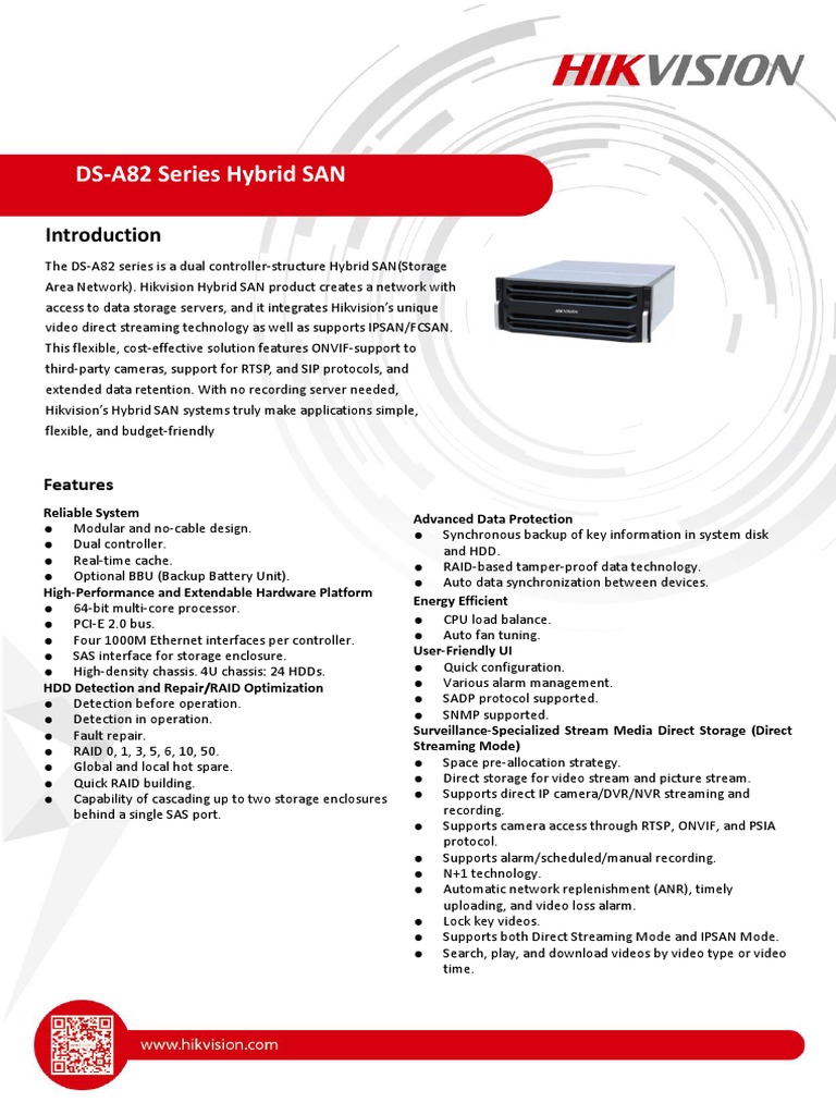 Hikvision DS-A82 Series Hybrid SAN Overview | PDF | Hard Disk Drive ...