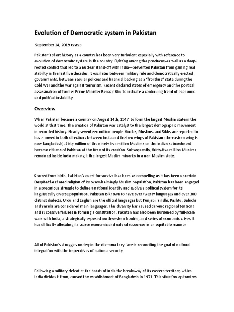Evolution of Democratic System in Pak | PDF | Nawaz Sharif | Pakistan ...