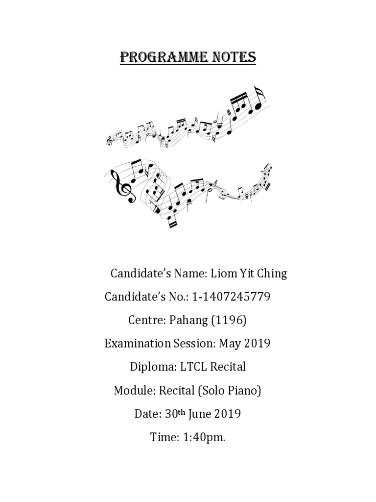 LTCL Program Notes | PDF | The Well Tempered Clavier | Variation (Music)