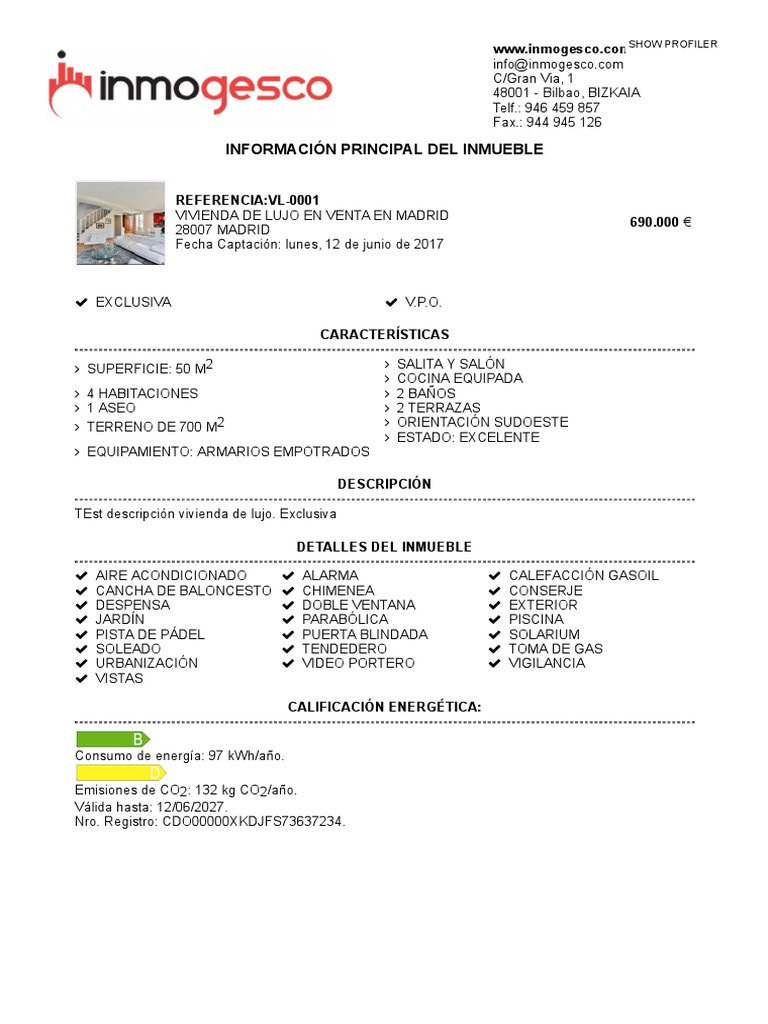 Ficha Inmueble Modelo Ficha Tecnica Inmobiliaria | PDF | Naturaleza