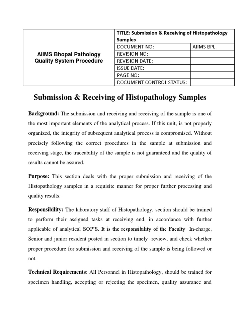 Histopathology Sample Submission Guide | PDF | Histopathology | Health Care