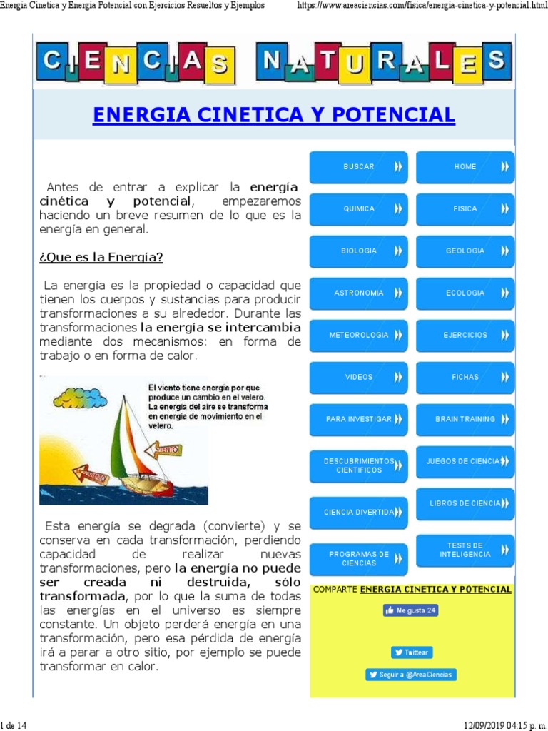 Energía Cinética y Potencial | PDF | Energía potencial | Energía cinética