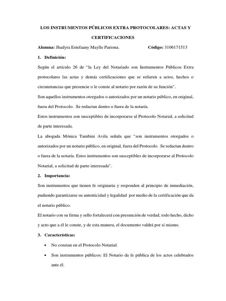 Los Instrumentos Públicos Extraprotocolares | PDF | Gobierno | Justicia