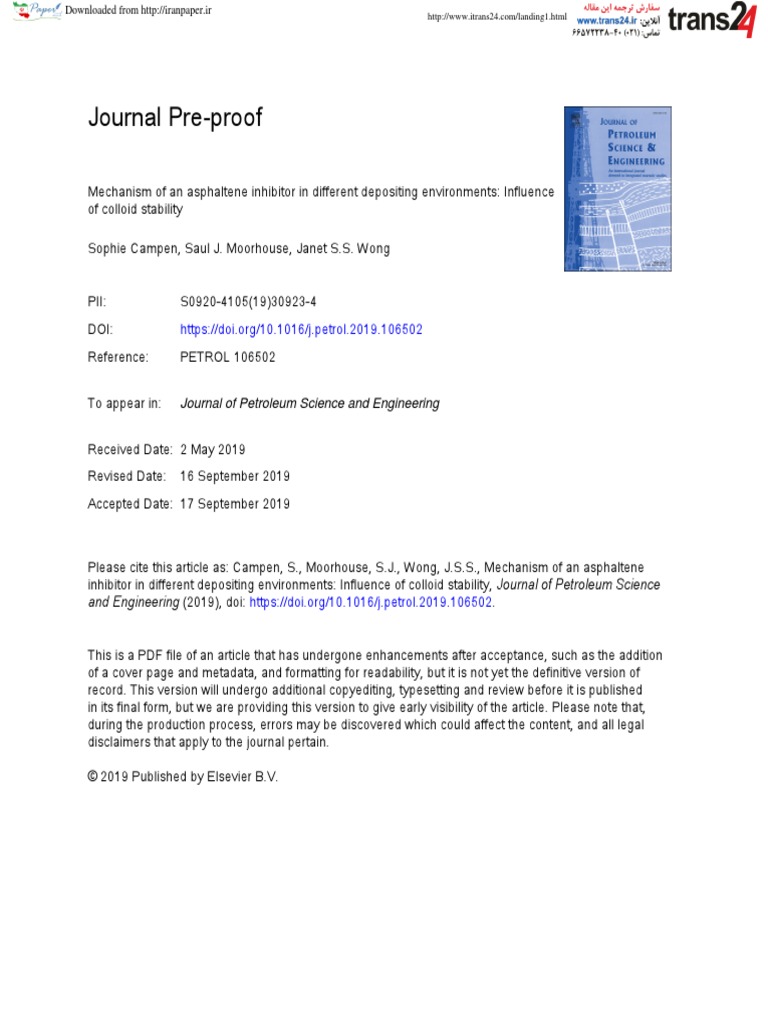 Mechanism of An Asphaltene Inhibitor PDF | PDF | Adsorption | Atomic ...