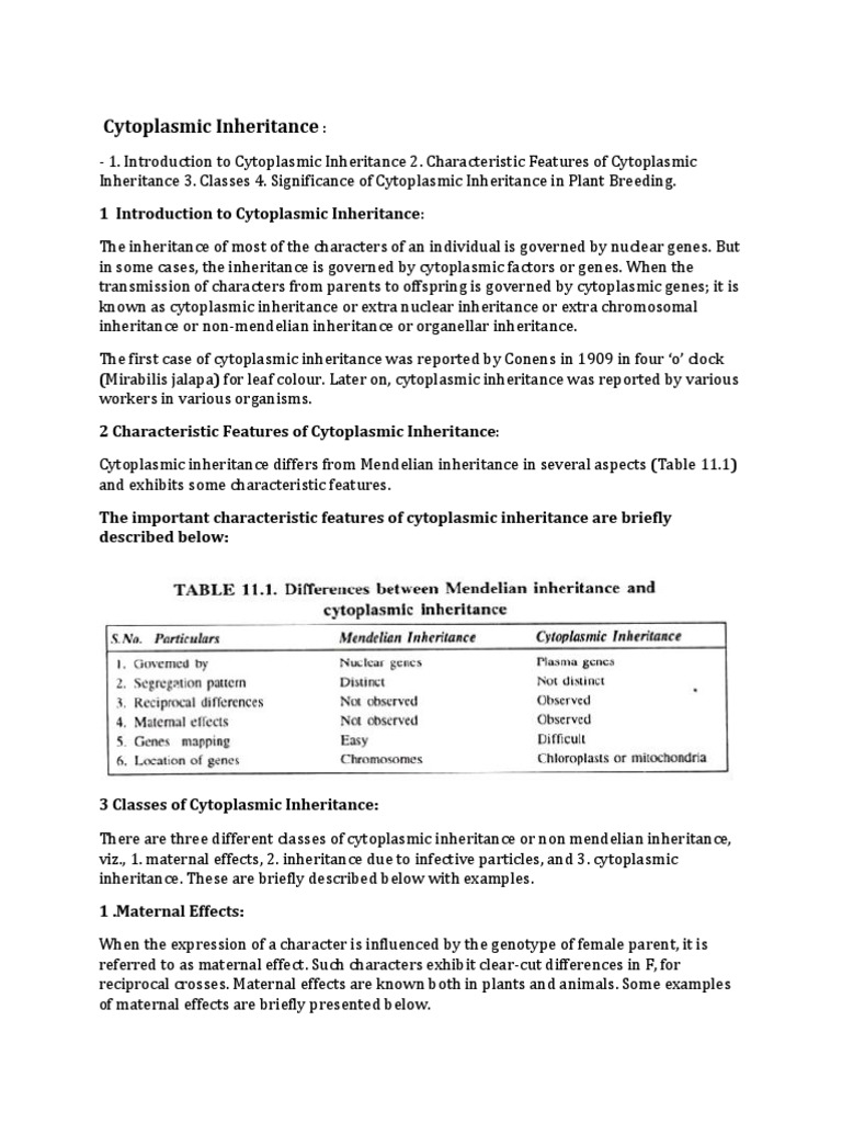 Cytoplamic Inheritance Pics and Easy | PDF | Mitochondrial Dna ...