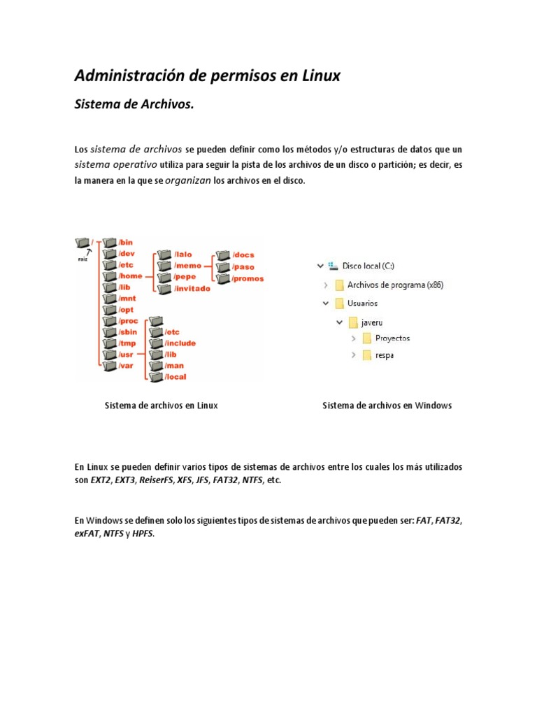 Permisos en Linux-1 | PDF | Archivo de computadora | Sistema de archivos