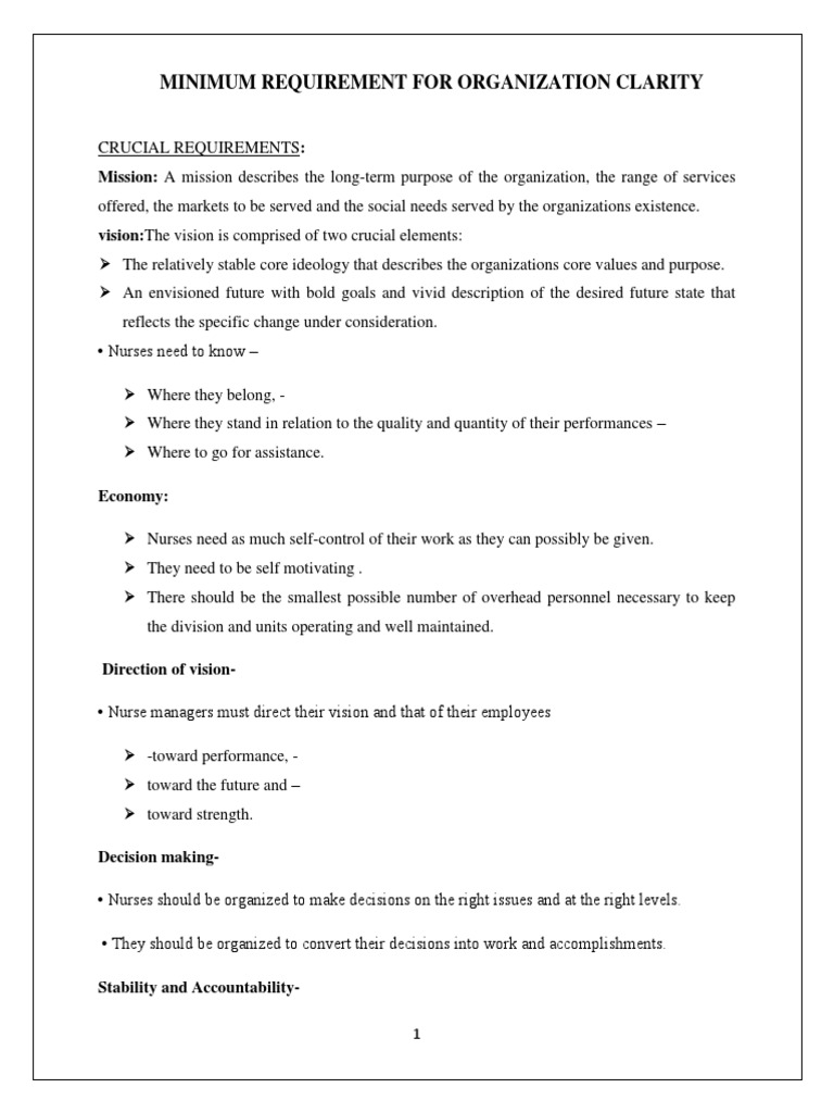 Minimum Requirements For Organization Clarity | PDF | Goal | Hierarchy