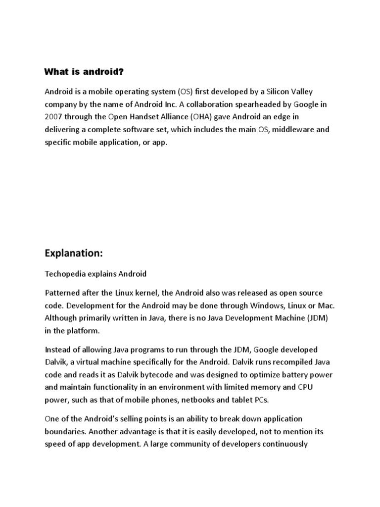 Explanation:: What Is Android? | PDF | Android (Operating System ...