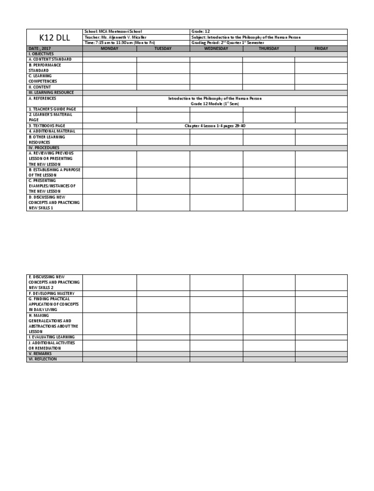 Grade 12 Philosophy Lesson Plan | PDF