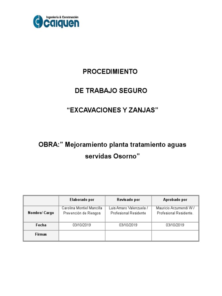 Pts Excavaciones y Zanjas | PDF | Camión | Química