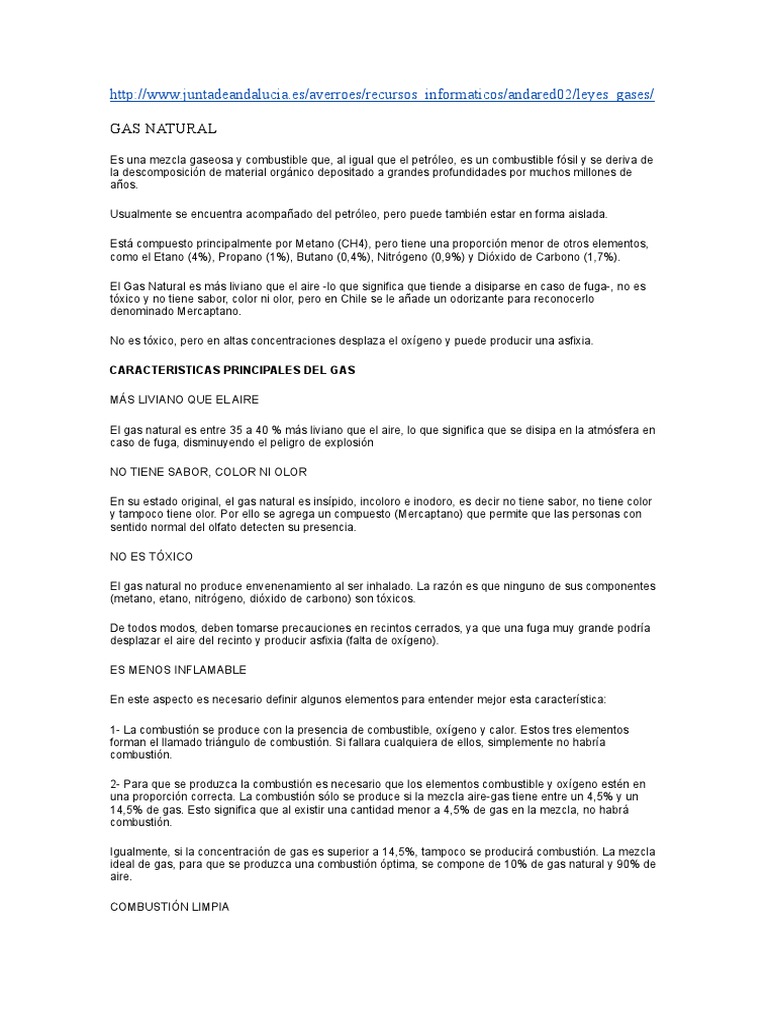 Composición y características del gas natural | PDF | Gas natural ...