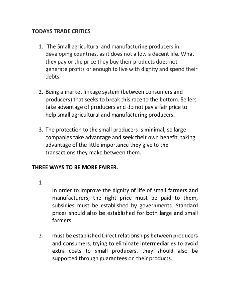Fair Trade: Empowering Small Producers | PDF | Fair Trade | Prices