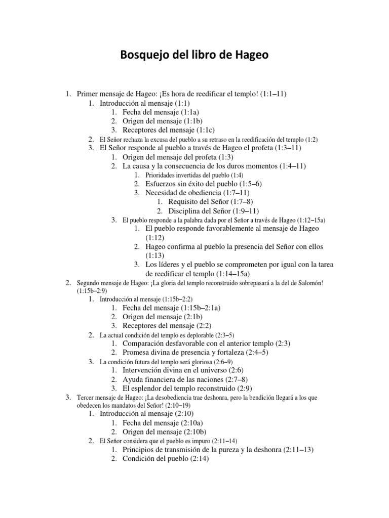Bosquejo Del Libro de Hageo | PDF | Biblia | Religión y creencia
