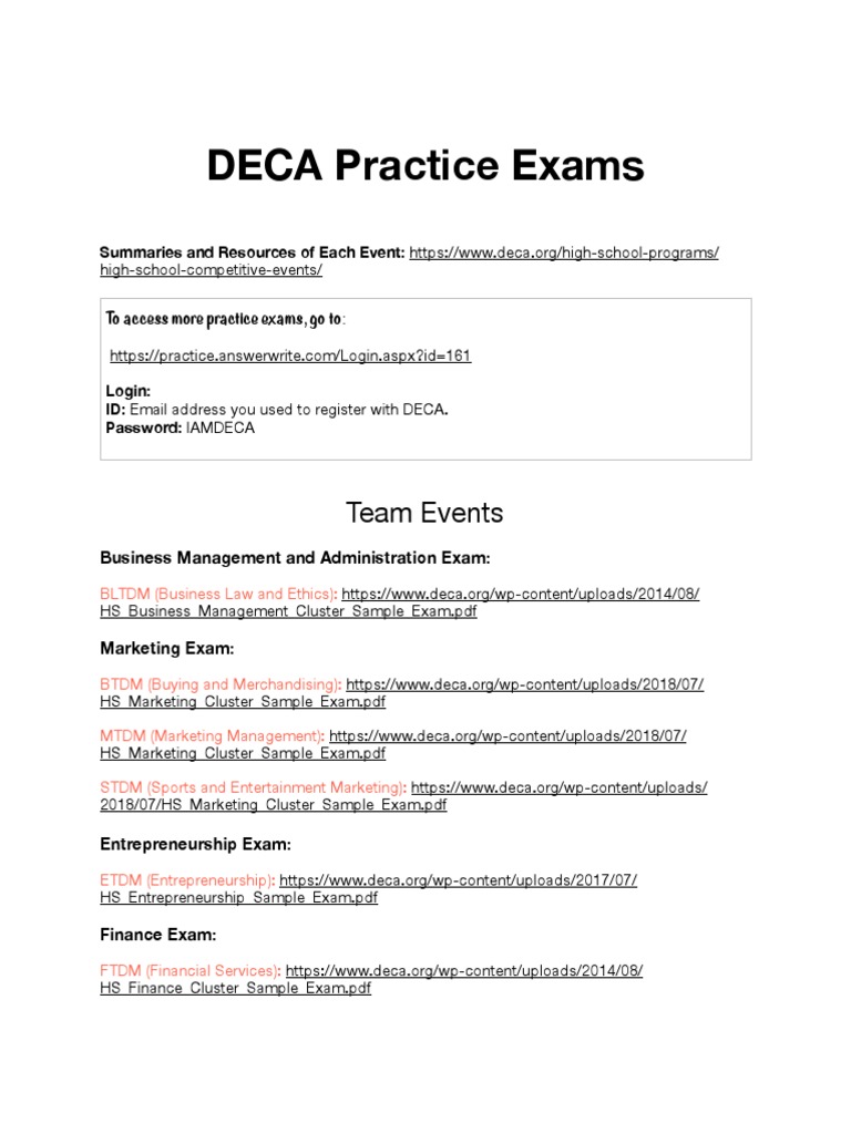 Deca Practice Exams | PDF | Business | Economies