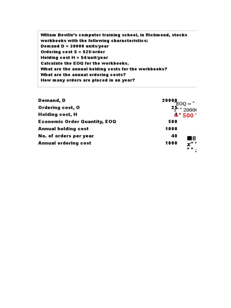 Session 17 Inventory Management EOQ OM 2019 Problems | PDF | Mathematical And Quantitative ...