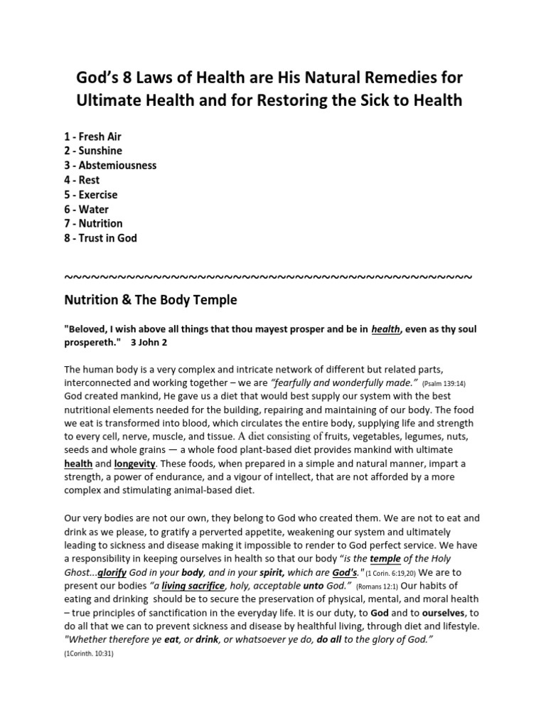8 Laws Of Health Download Free Pdf Foods Healthy Diet