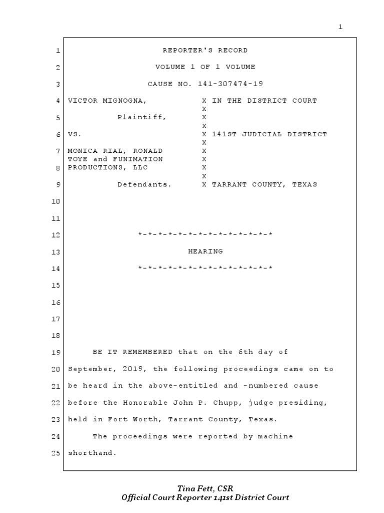 Transcript of Sept. 6, 2019 Hearing | PDF | Pleading | Defamation