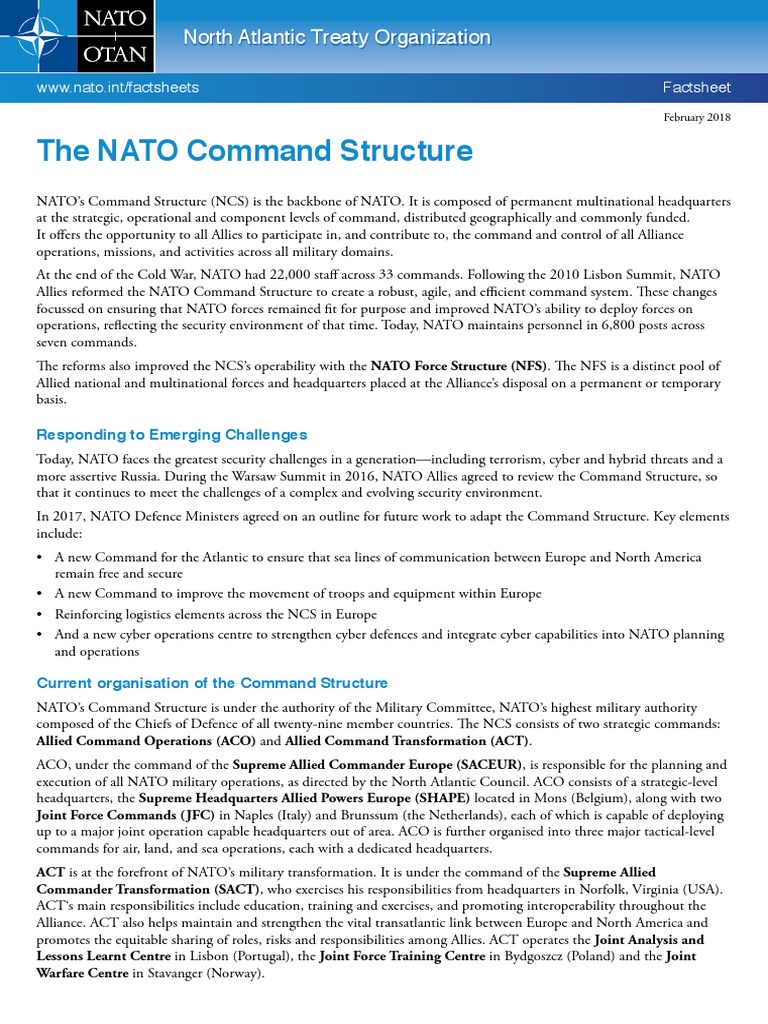 1802 Factsheet NATO Command Structure en | PDF | Nato | Military