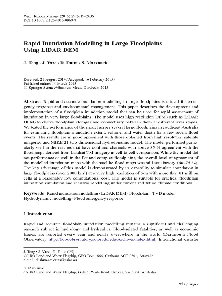 Rapid Floodplain Inundation Modelling Using High-Resolution LiDAR DEM | PDF | Flood | Floodplain