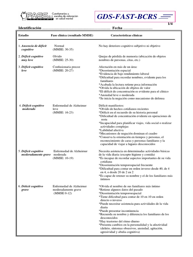 Escala de Deterioro Global de Reisberg | PDF | Memoria | Ansiedad