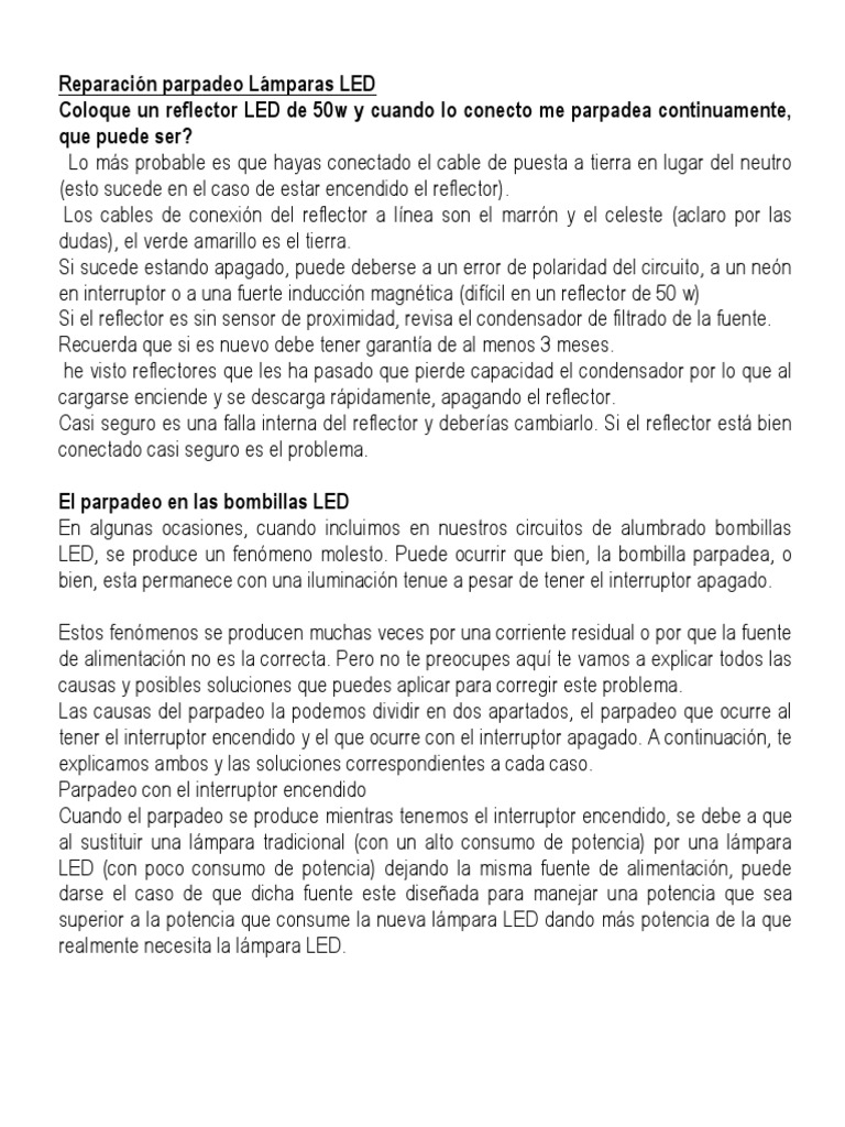 Como Corregir Parpadeo en Lamparas LED | PDF | Diodo emisor de luz ...