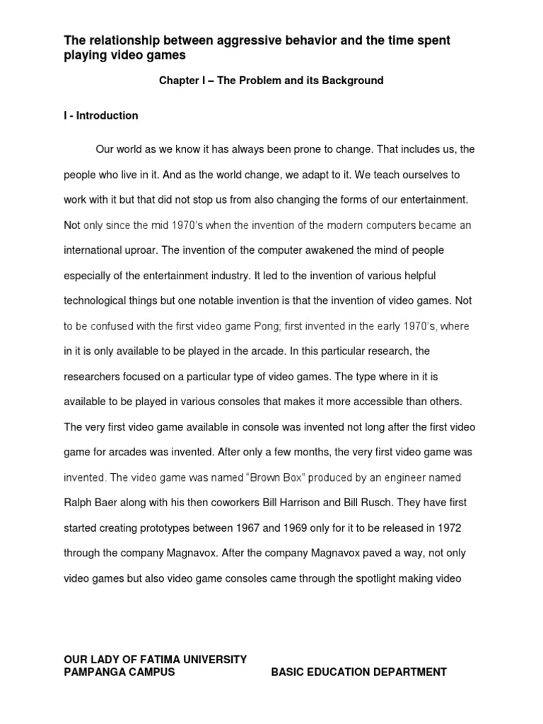 The Relationship Between Aggressive Behavior and The Time Spent Playing ...