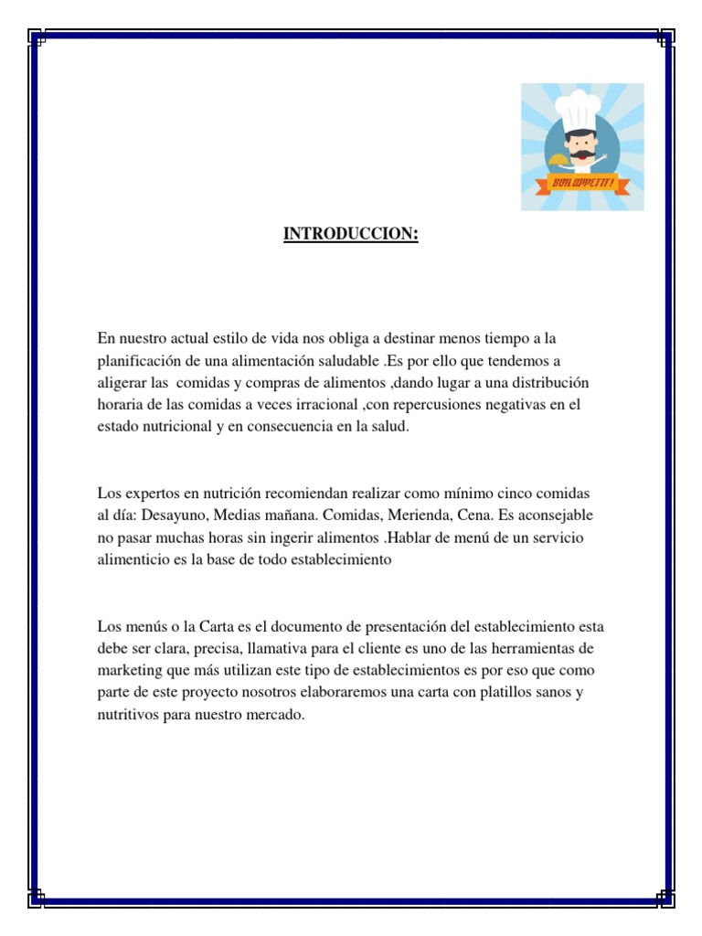 Proyecto de Restaurante | PDF | Marketing | Nutrición