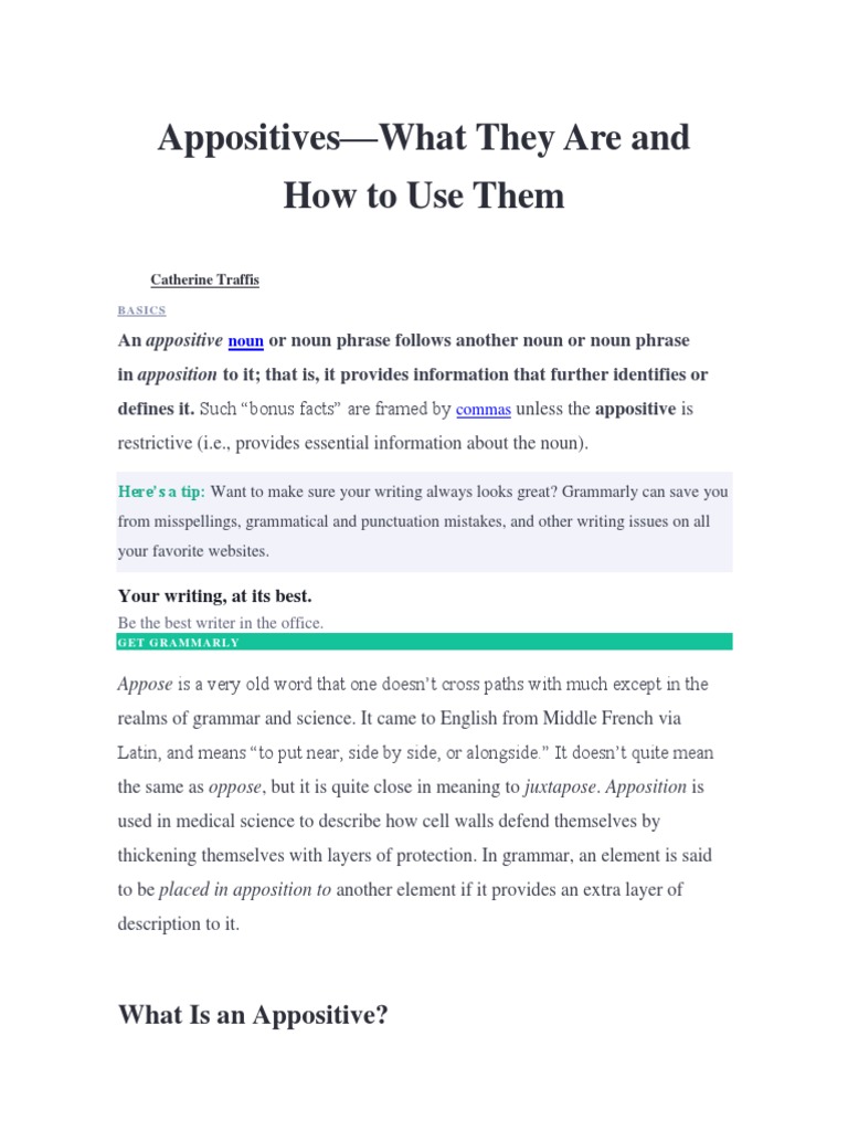 Appositives-What They Are and How To Use Them: What Is An Appositive ...