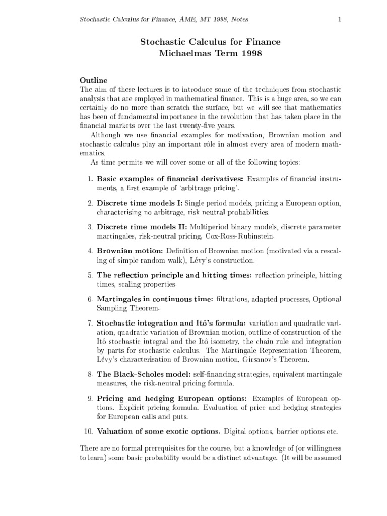 Math Finance | PDF | Stochastic Process | Statistical Theory