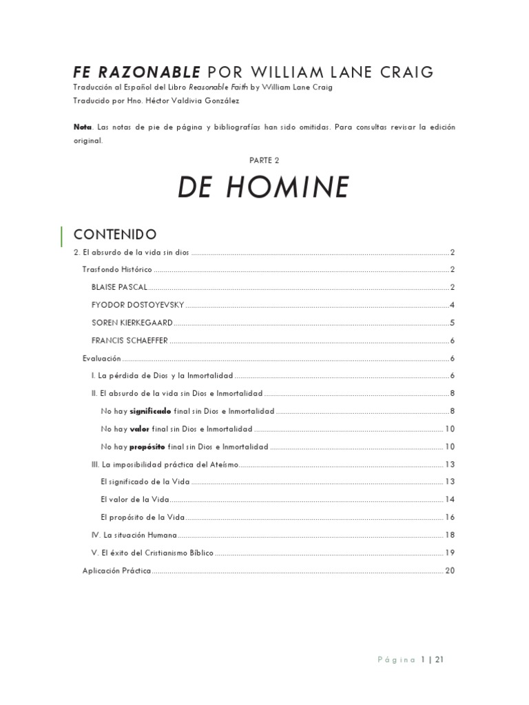 William Lane Craig Fe Razonable Verdad Cristiana y Apologetica PDF (Cap ...