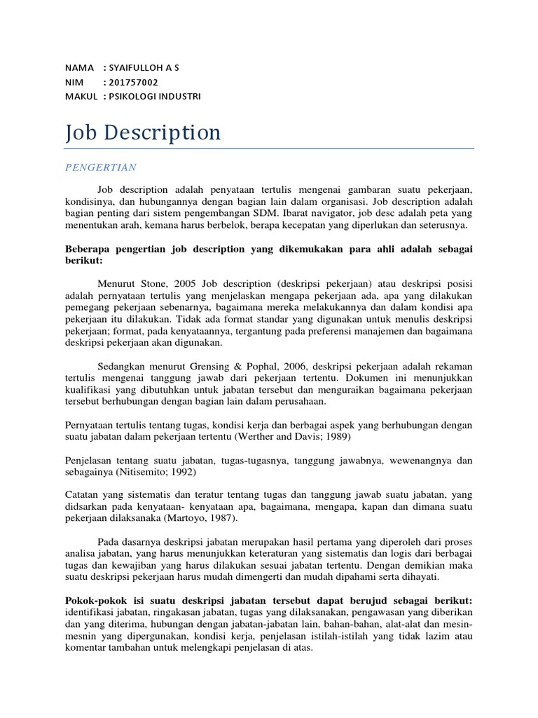 Job Description | PDF