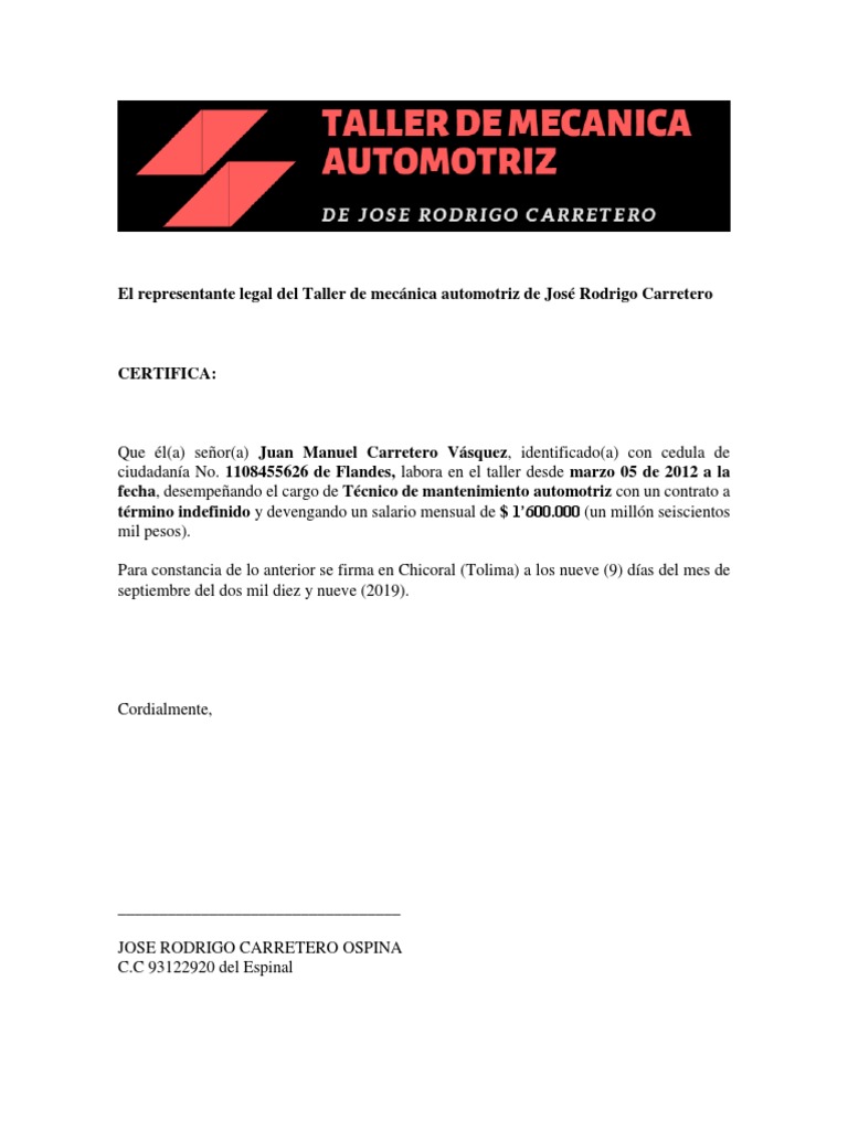 Certificado Laboral JM | PDF
