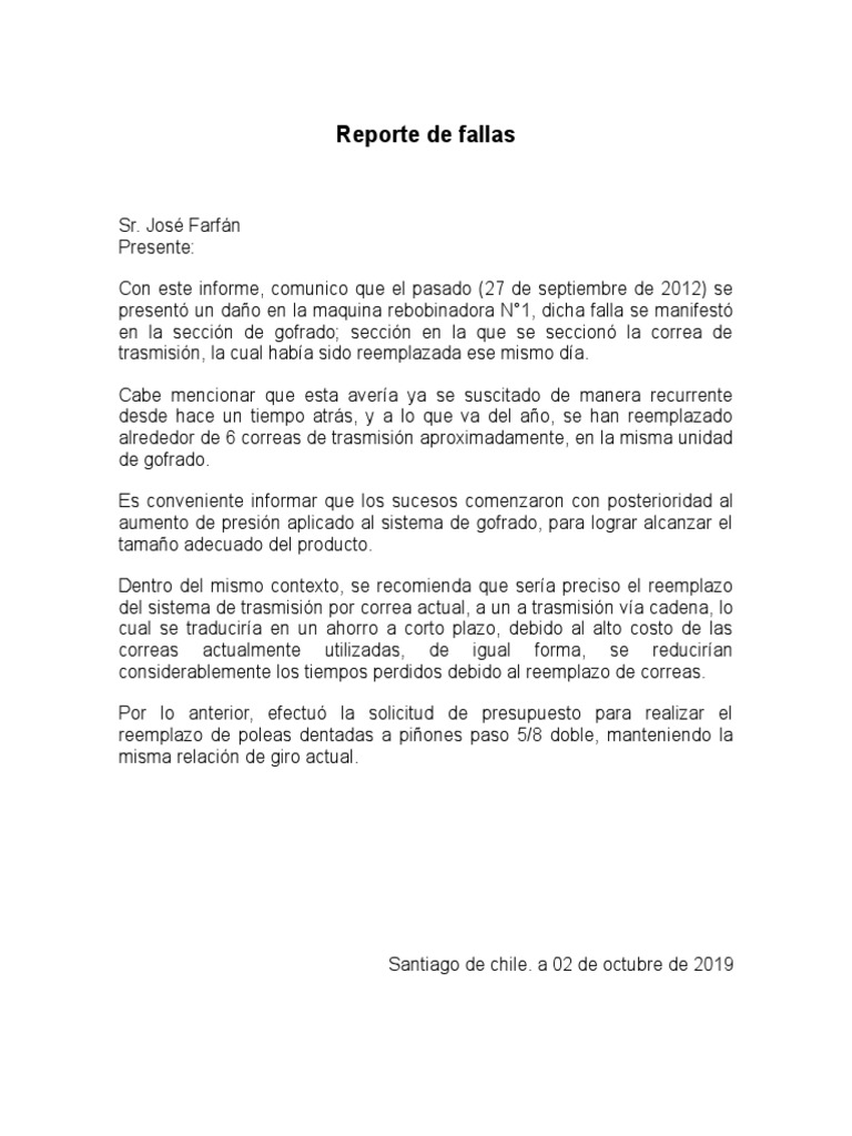 Reporte de Falla | PDF