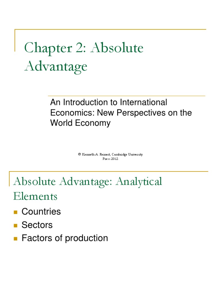Chapter 2: Absolute Advantage: An Introduction To International ...