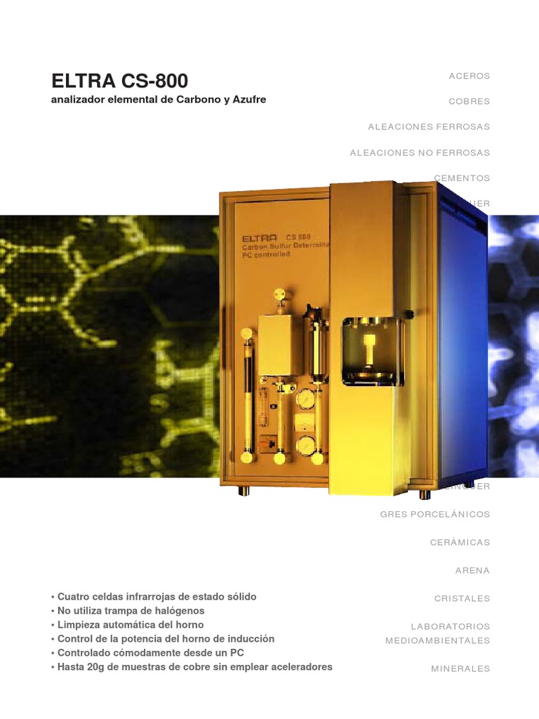 Catalogo ELTRA CS-800 Analizador Elemental de Carbono y Azufre | PDF ...