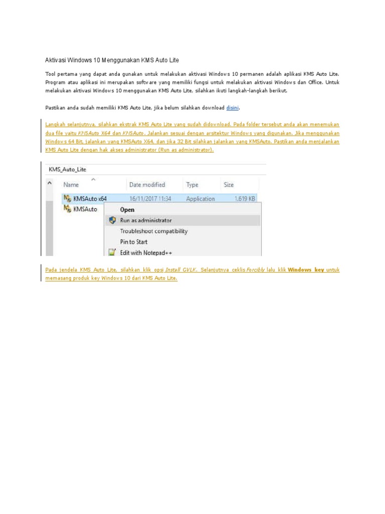 Aktivasi Windows 10 Menggunakan KMS Auto Lite | PDF