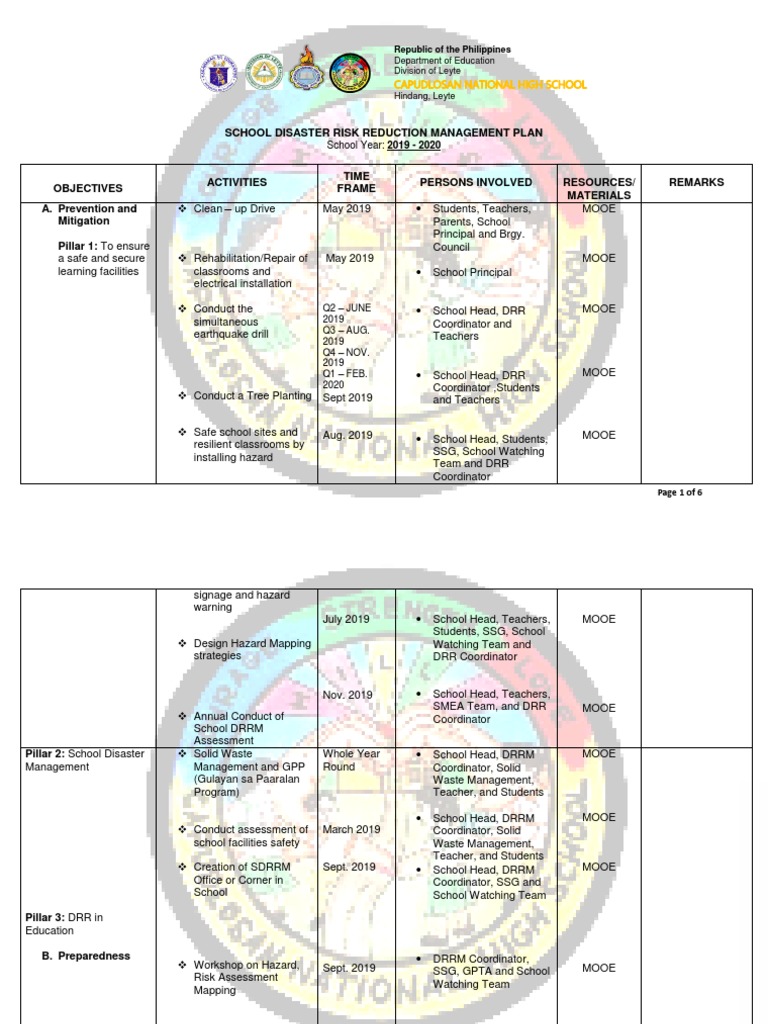 SDRRM Action Plan | PDF | Emergency Management | Safety