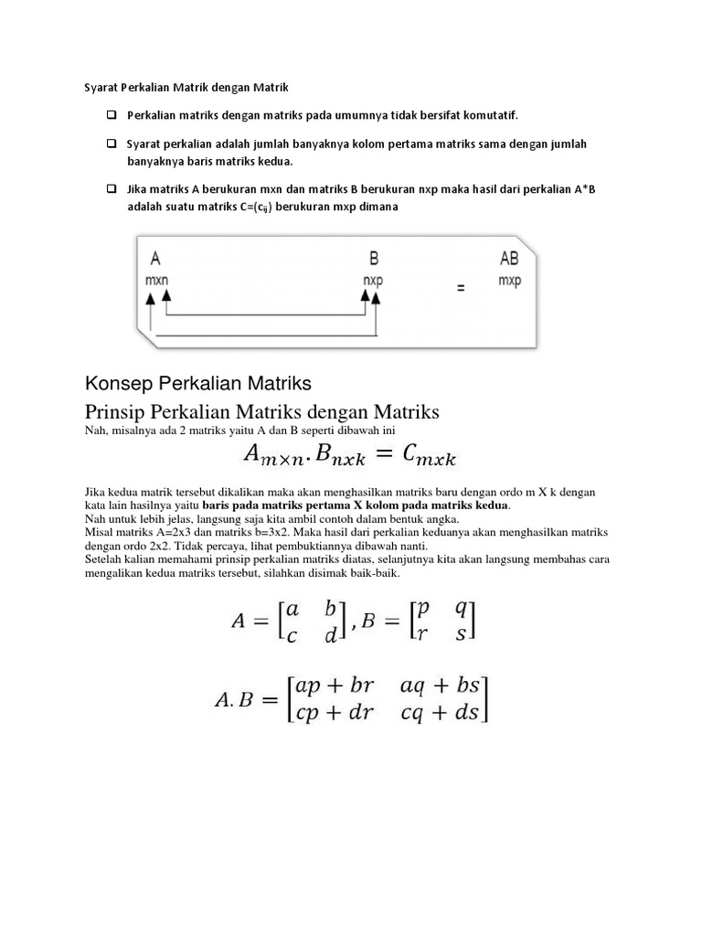 Syarat Perkalian Matrik Dengan Matrik | PDF