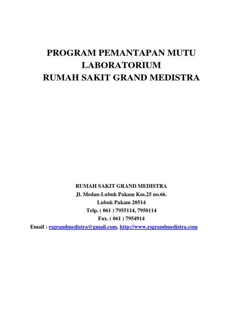 Program Pemantapan Mutu Instalasi Patologi Klinik | PDF