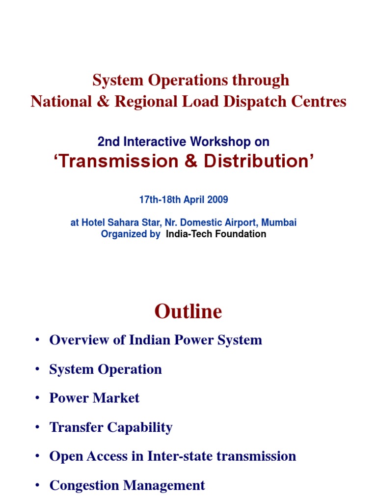 System Operations Through National & Regional Load Dispatch Centres ...
