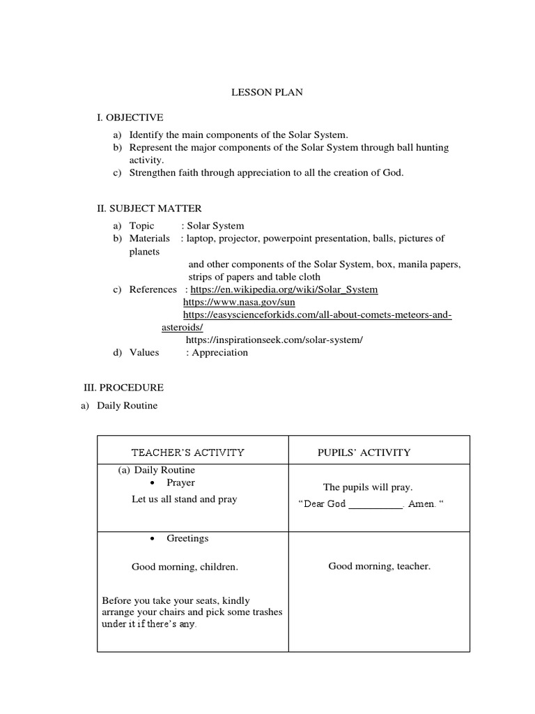 Solar System Lesson Plan by Janine Kuiper | PDF | Planets | Asteroid