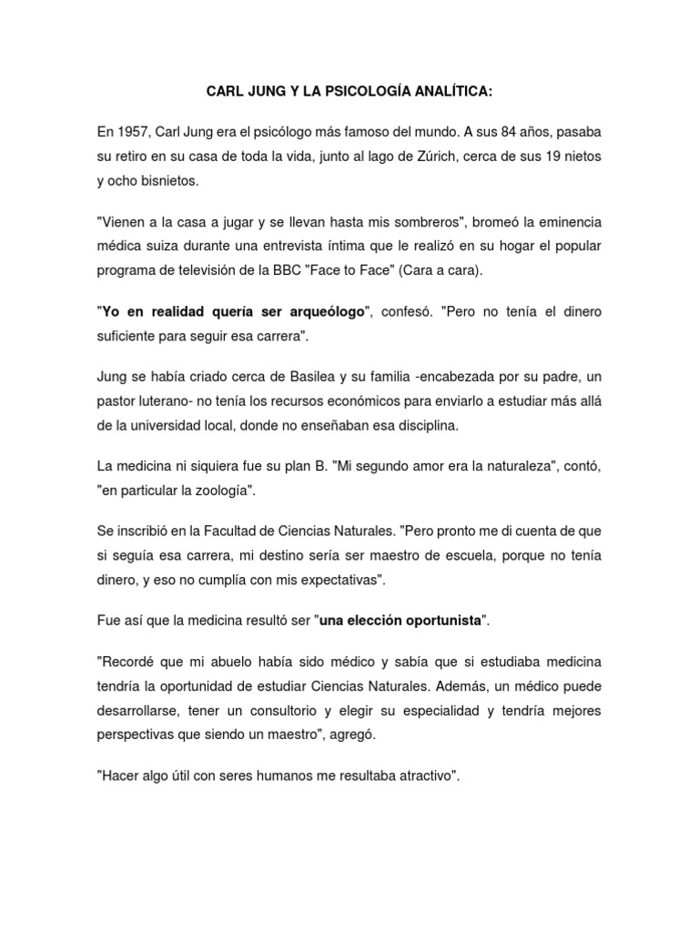 Carl Jung y La Psicología Analítica | PDF | Psicología del ego ...