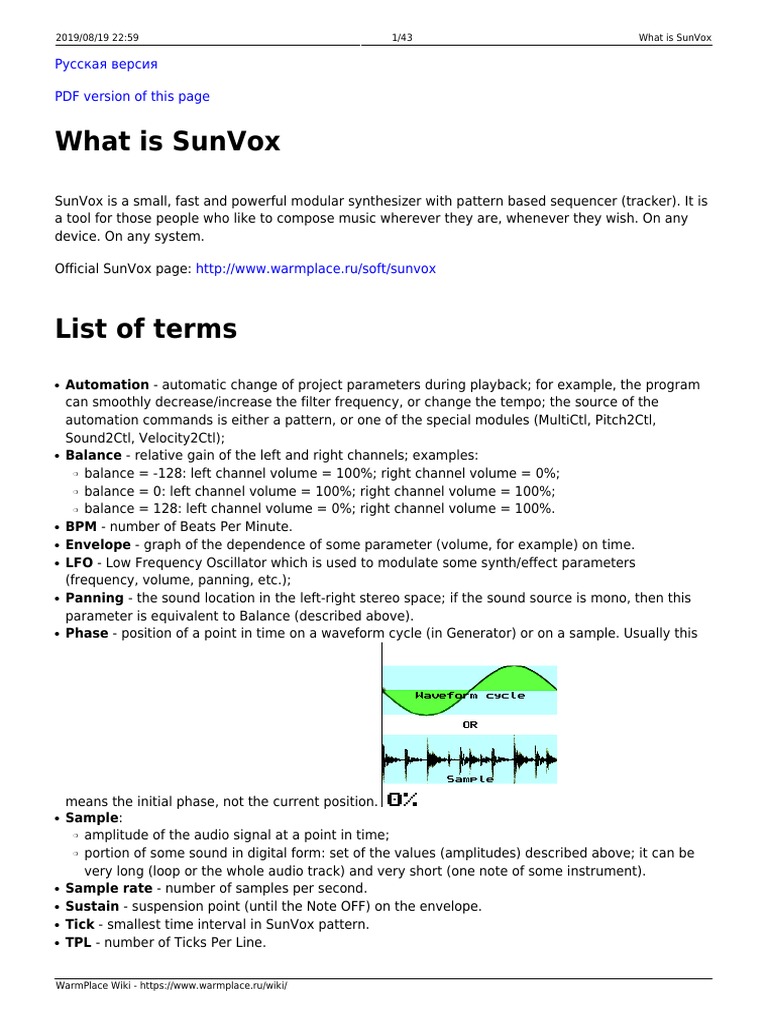 SunVox Modular Synthesizer Guide | PDF | Frequency Modulation ...