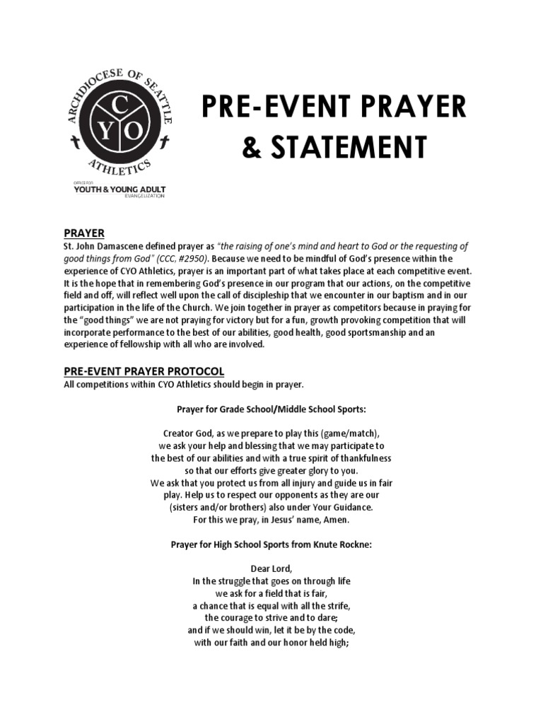 Pre-Game Prayer Protocol | PDF | Prayer | Sports